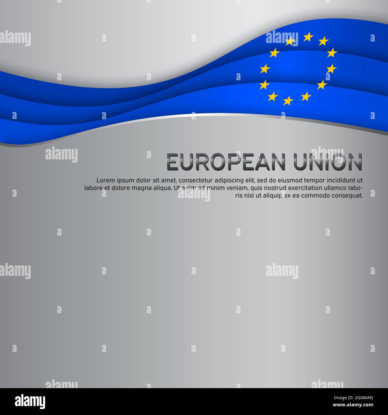 Cover, banner in the colors of the European Union. Metallic background ...