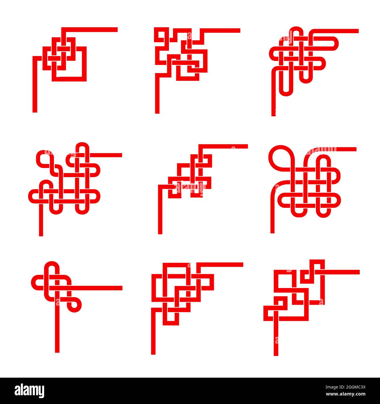 Asian red knots. Chinese, Korean, Japanese embellishment vector set ...