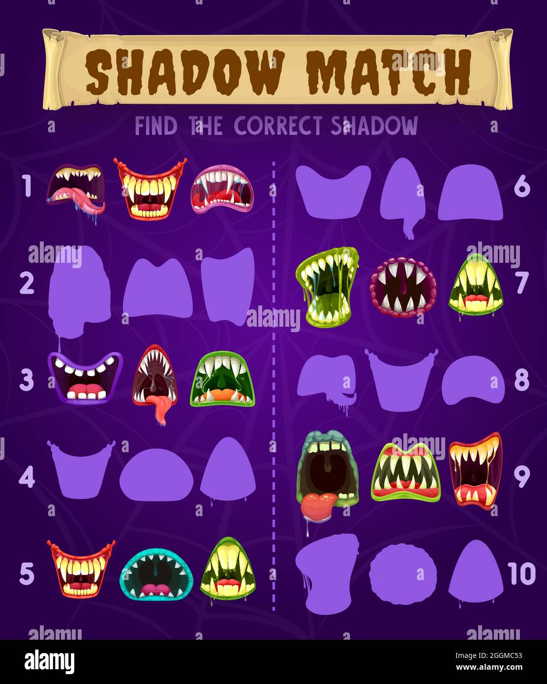 Shadow game find and match correct puzzle, vector activity riddle for ...