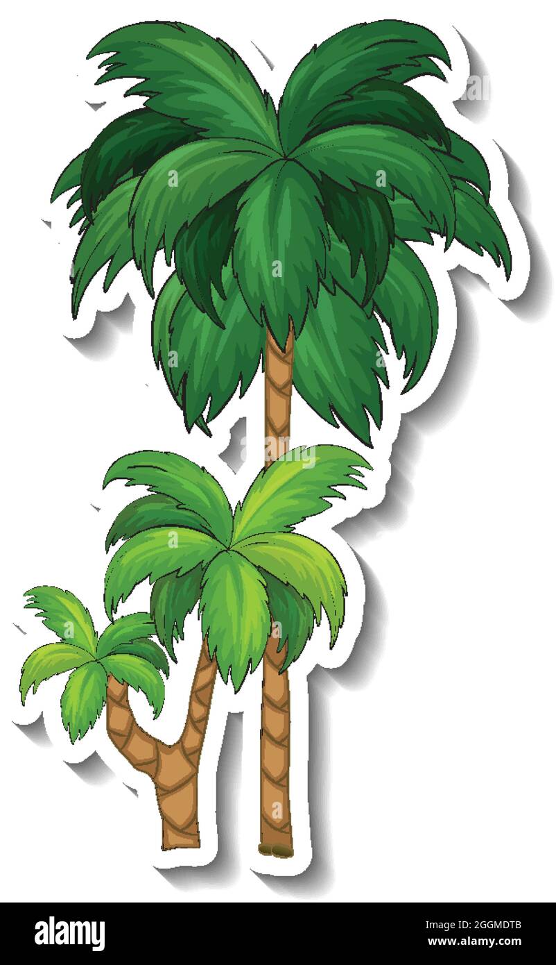 Palm tree sticker on white background illustration Stock Vector Image ...