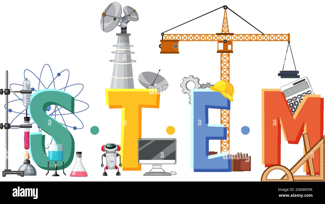 STEM education logo with icon ornament elements illustration Stock ...