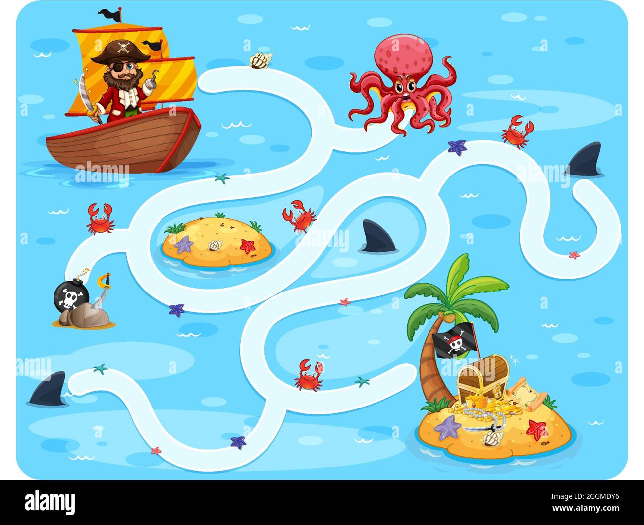 Cute cartoon maze game template illustration Stock Vector Image & Art ...