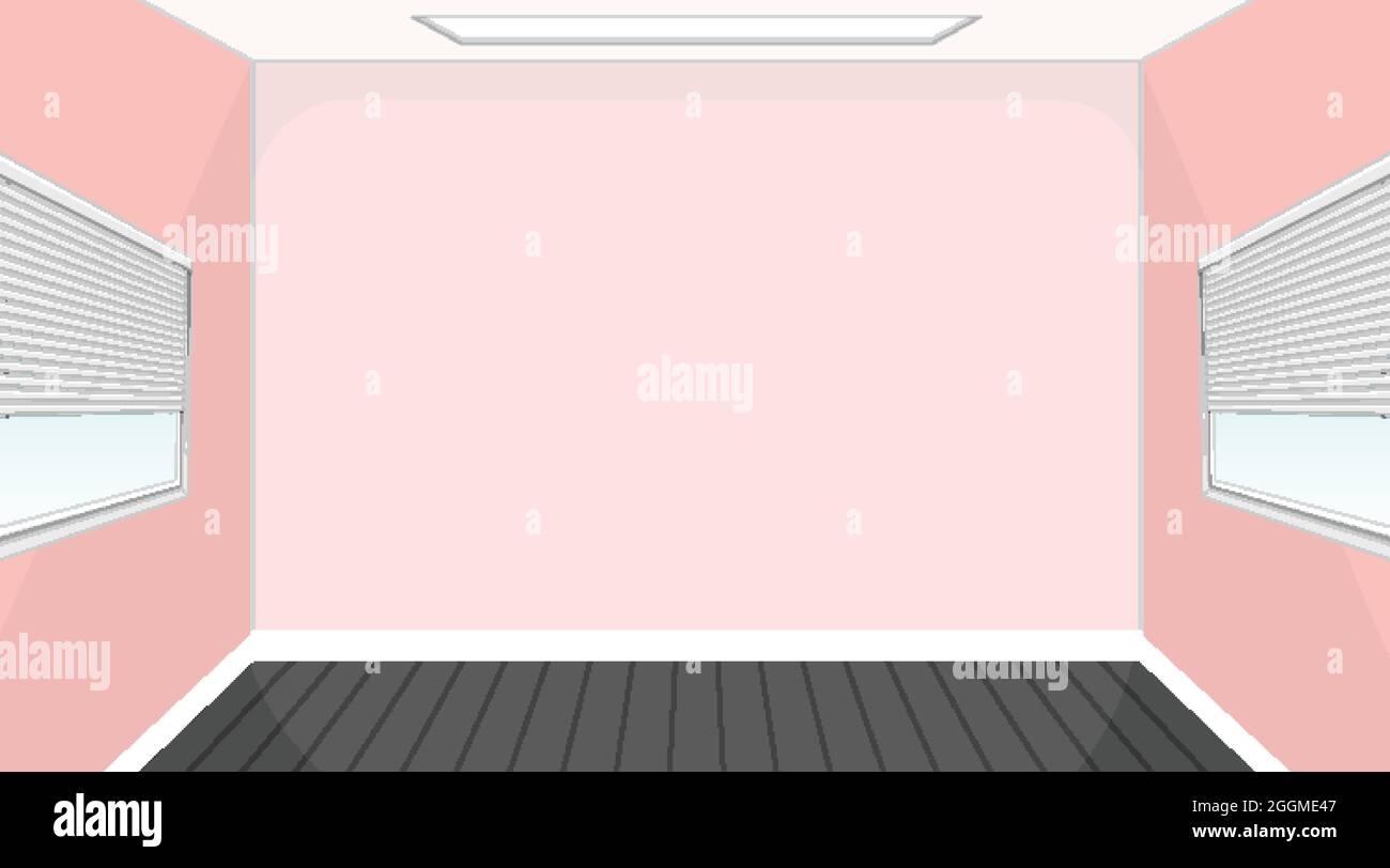 Empty room with black floor and pink walls illustration Stock Vector ...