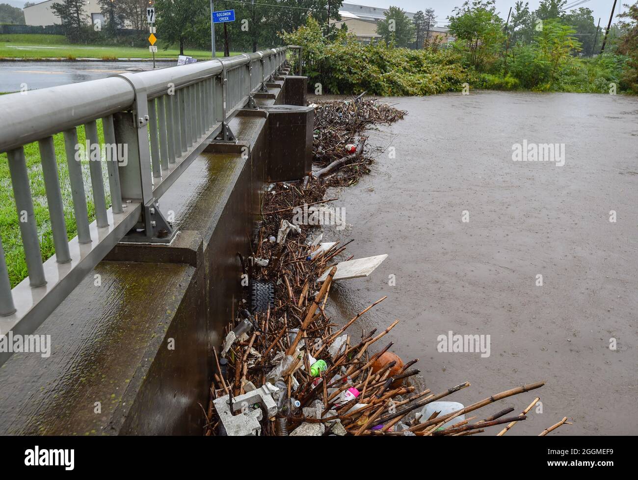 Wilkes Barre, United States. 01st Sep, 2021. Garbage and debris clogs ...