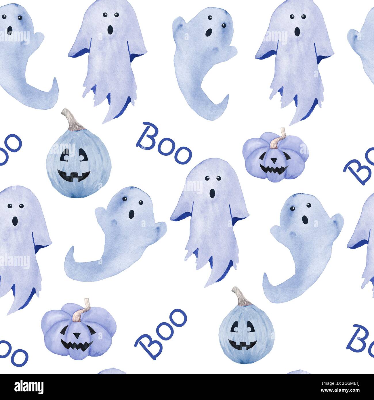 Hand drawn watercolor seamless pattern of Halloween fall autumn pastel ...