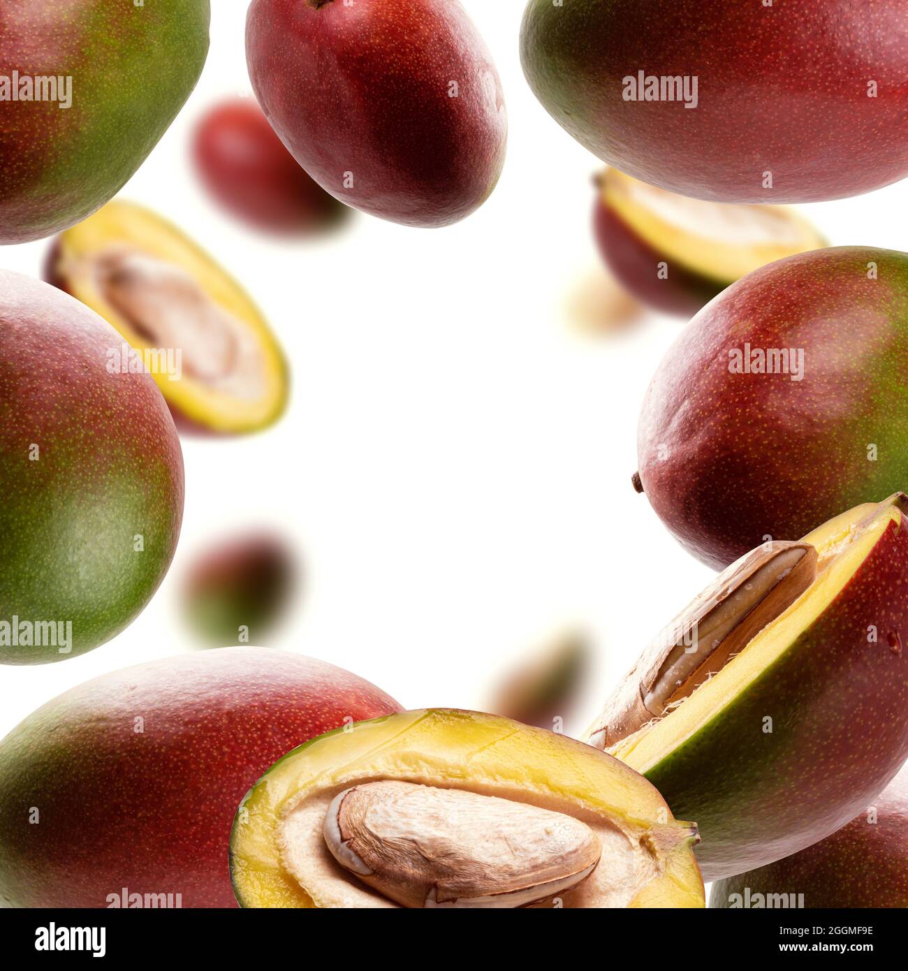Ripe mangoes in the shape of a heart on a white background Stock Photo ...