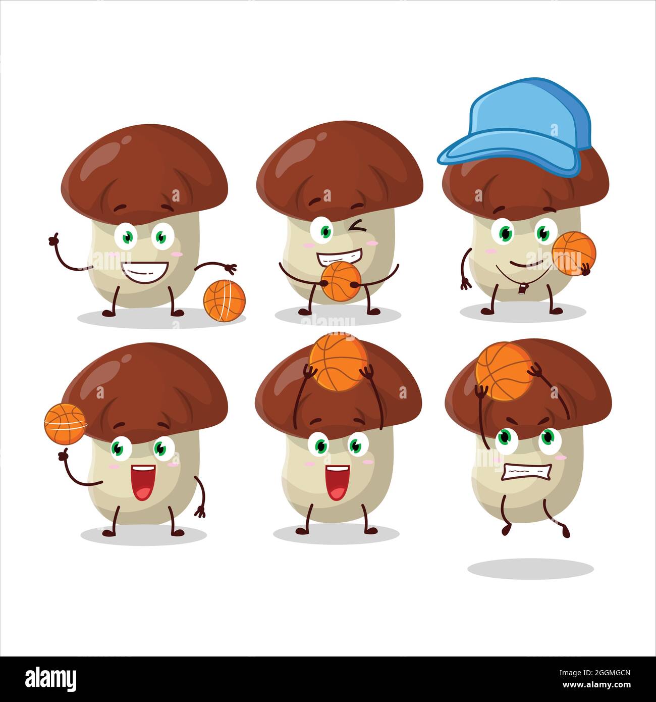 Talented bolete cartoon character as a basketball athlete. Vector ...