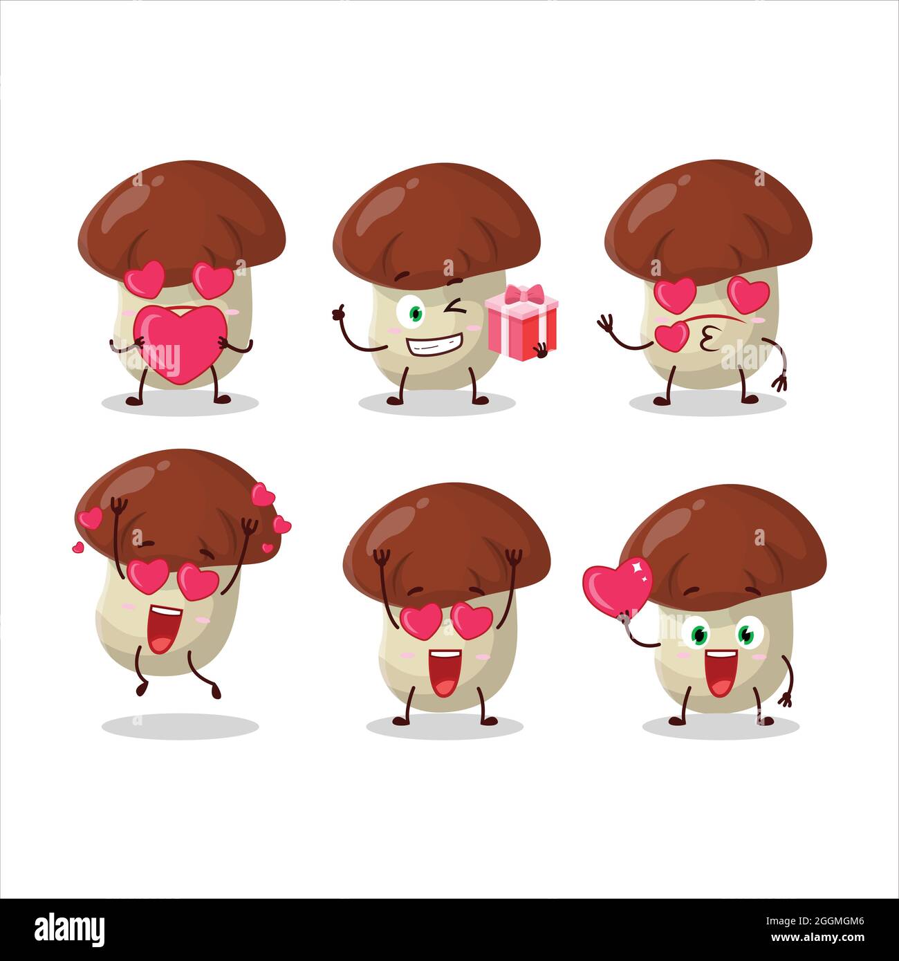 Bolete cartoon character with love cute emoticon. Vector illustration ...