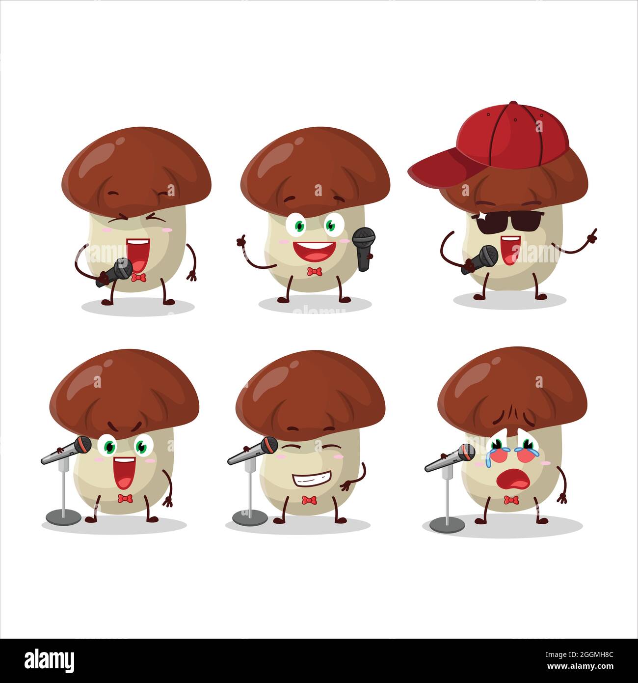A Cute Cartoon design concept of bolete singing a famous song. Vector ...