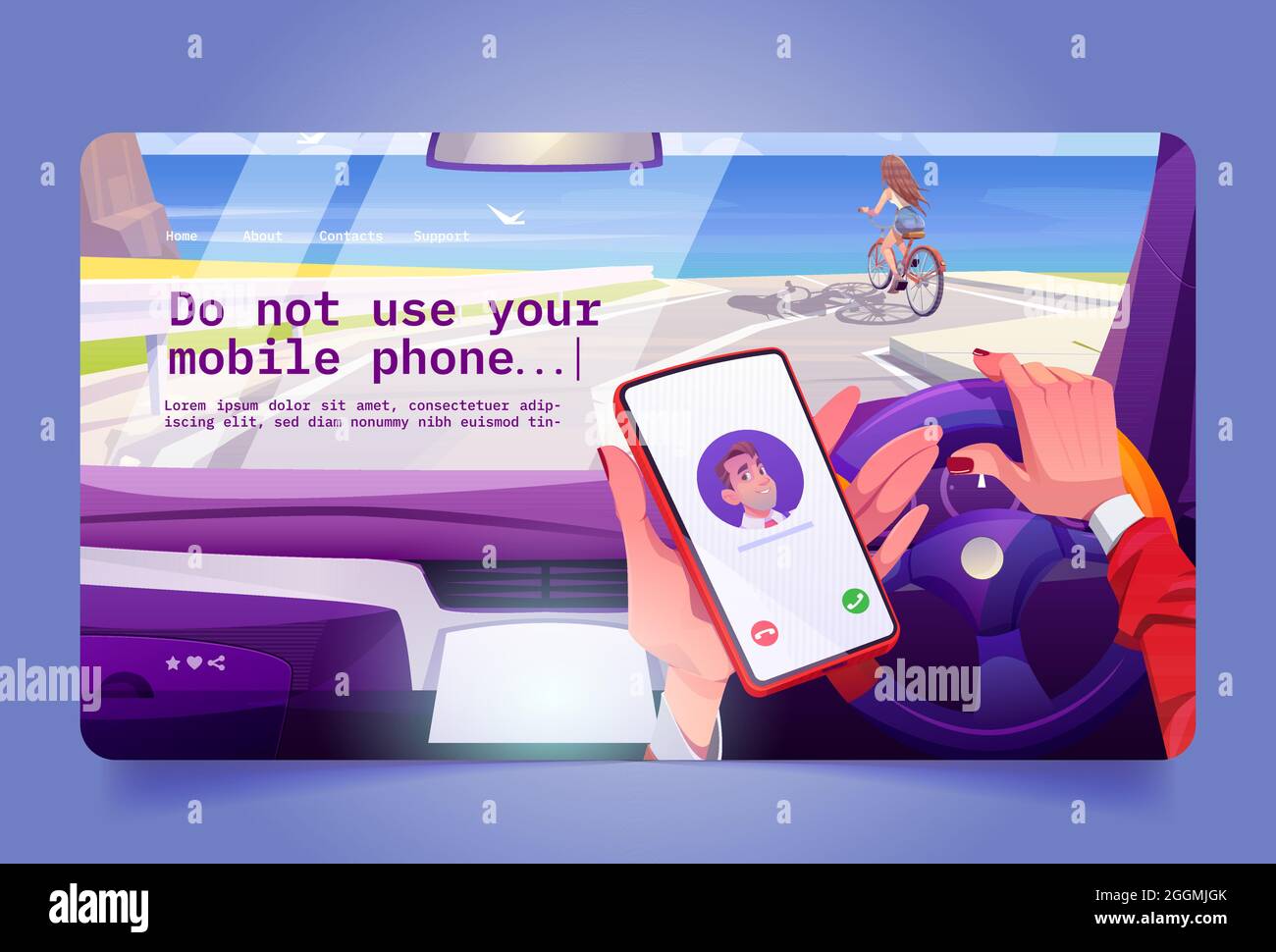 Car accident while using phone cartoon hi-res stock photography and ...