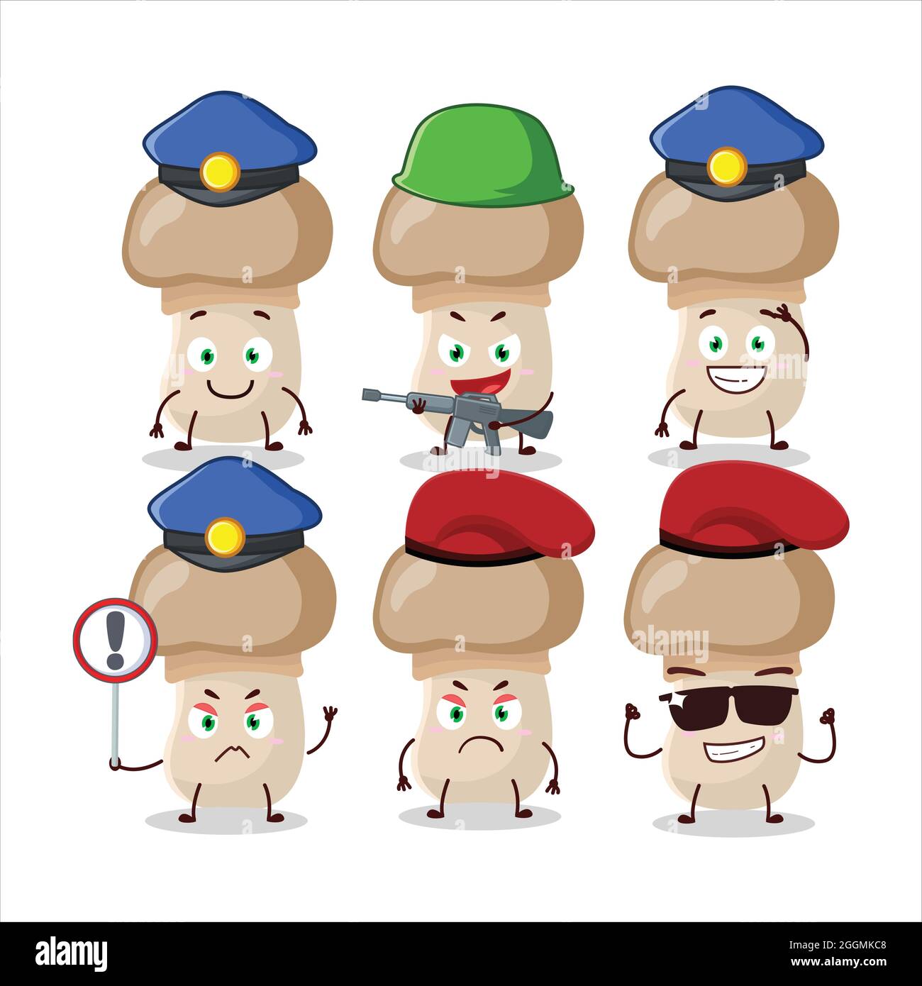 A dedicated Police officer of button mushroom mascot design style ...