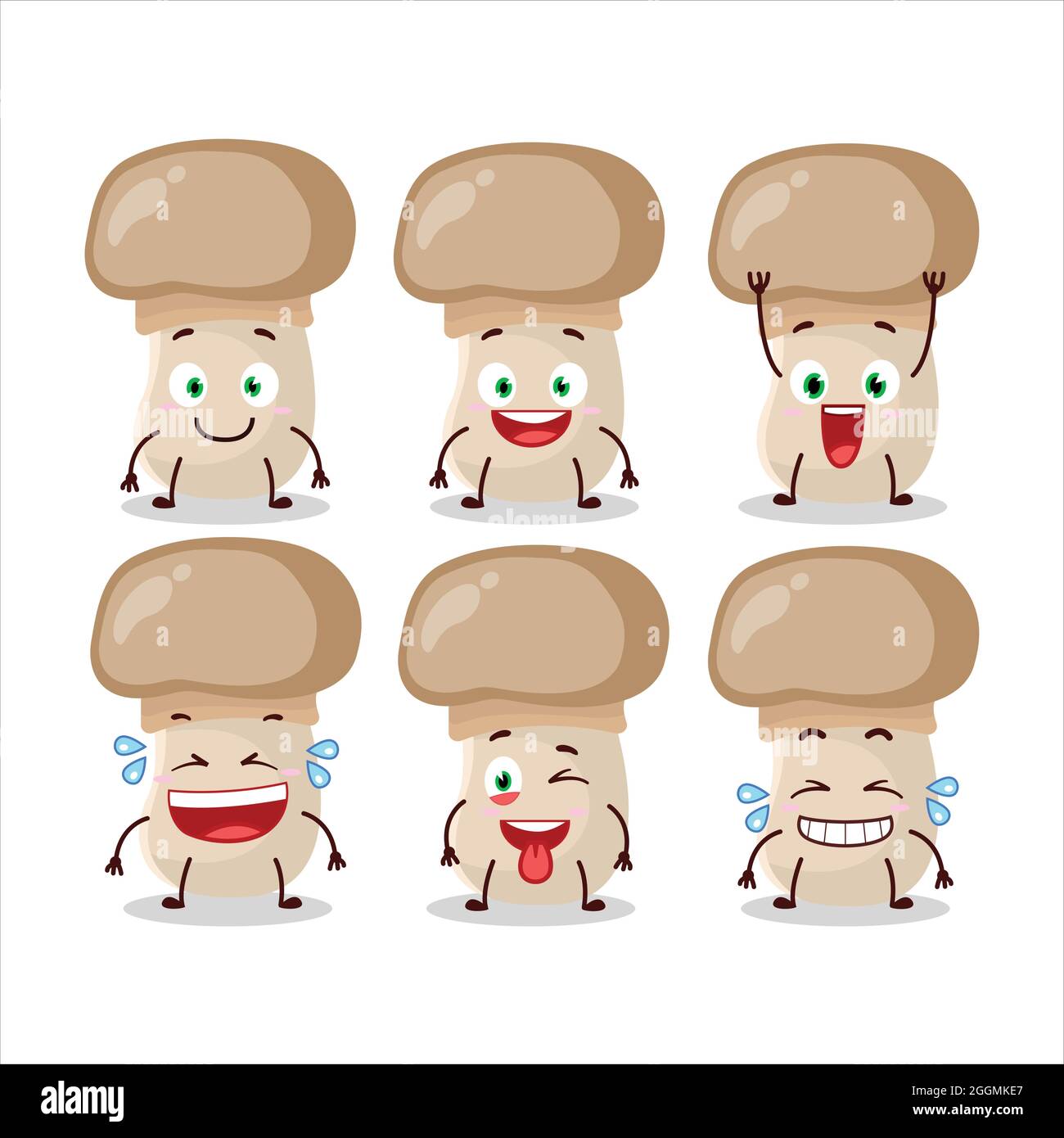 Cartoon character of button mushroom with smile expression. Vector ...