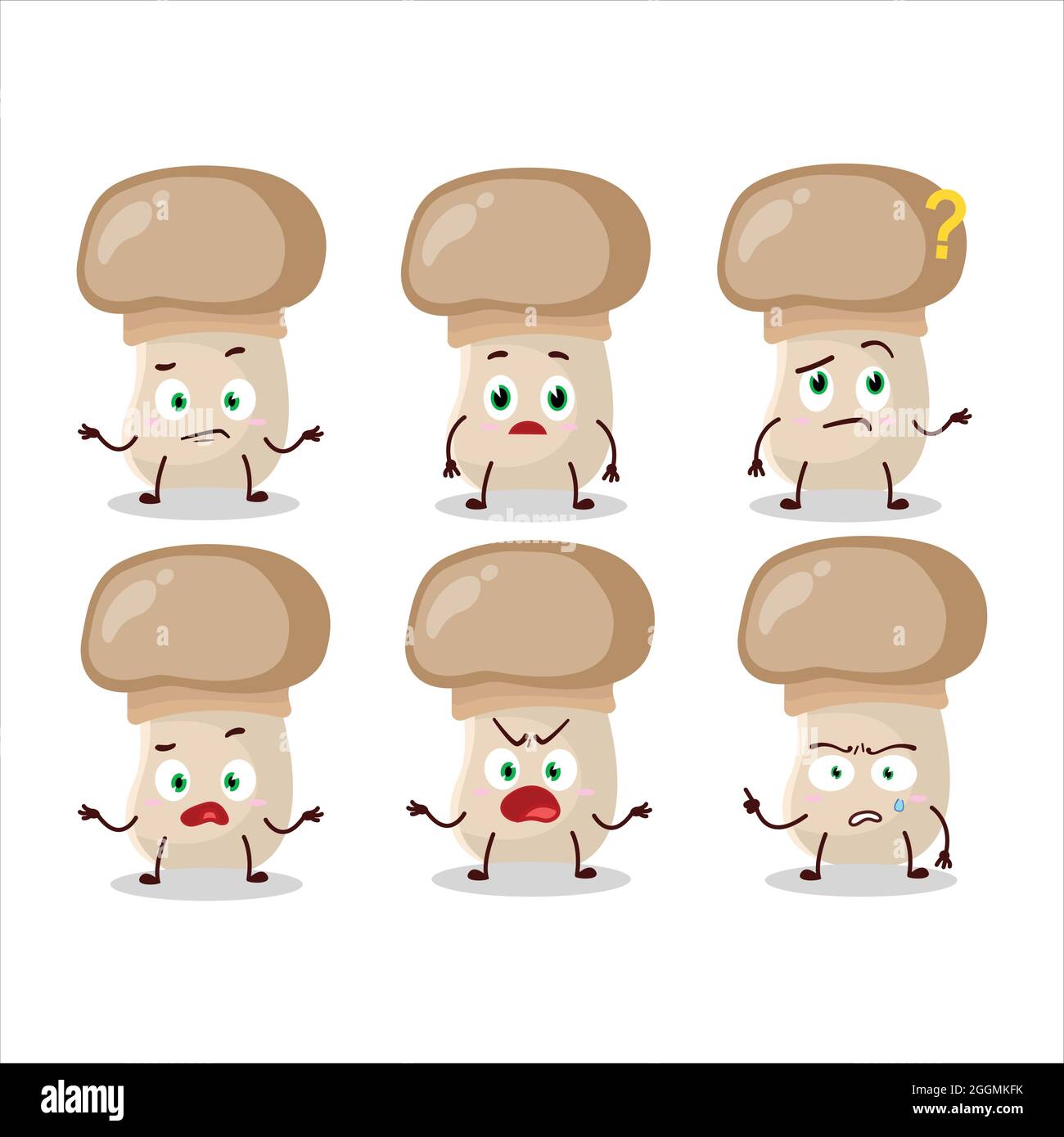 Cartoon character of button mushroom with what expression. Vector ...