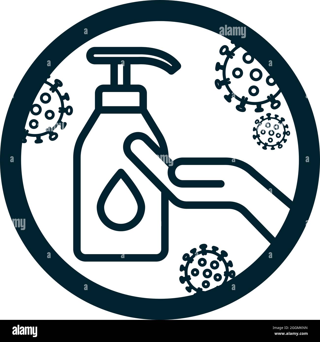 Hand disinfectant sign with bottle and hands Stock Vector Image & Art ...