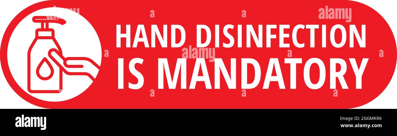 Hand disinfectant sign with bottle and hands Stock Vector Image & Art ...