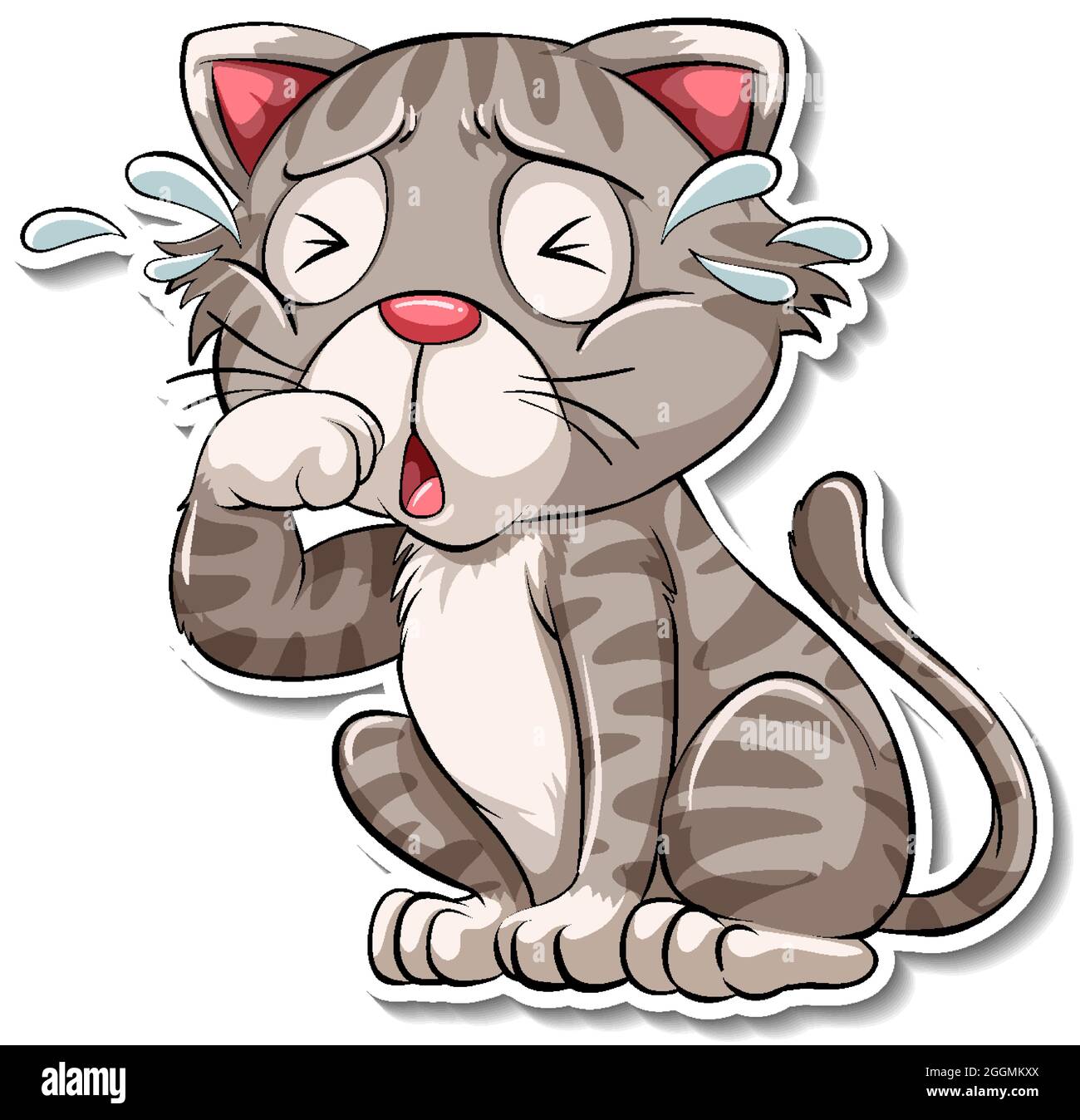 A sticker template of cat cartoon character illustration Stock Vector ...