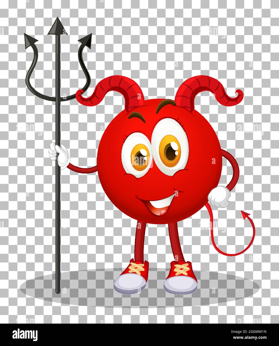 A Red Devil cartoon character with facial expression on transparent ...