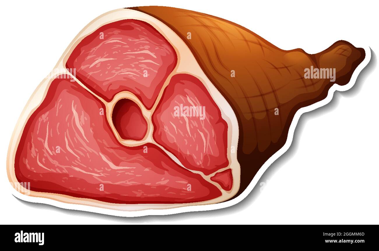 Raw pork leg sticker on white background illustration Stock Vector ...