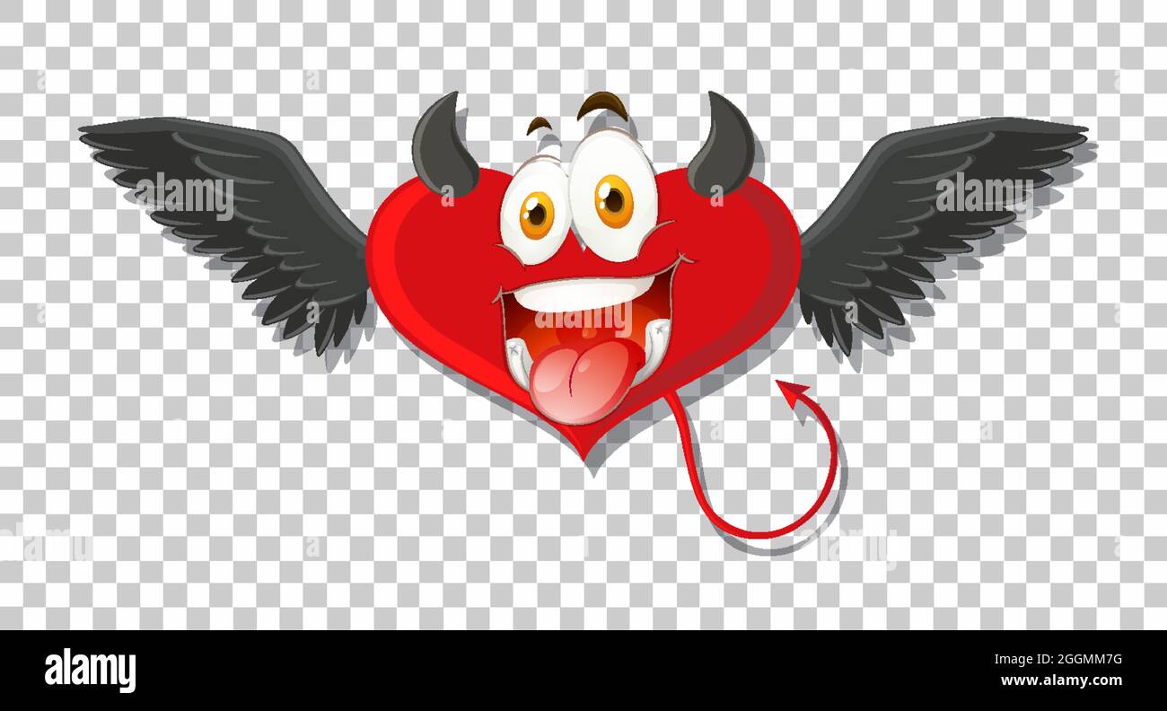 Heart shape devil with facial expression illustration Stock Vector ...