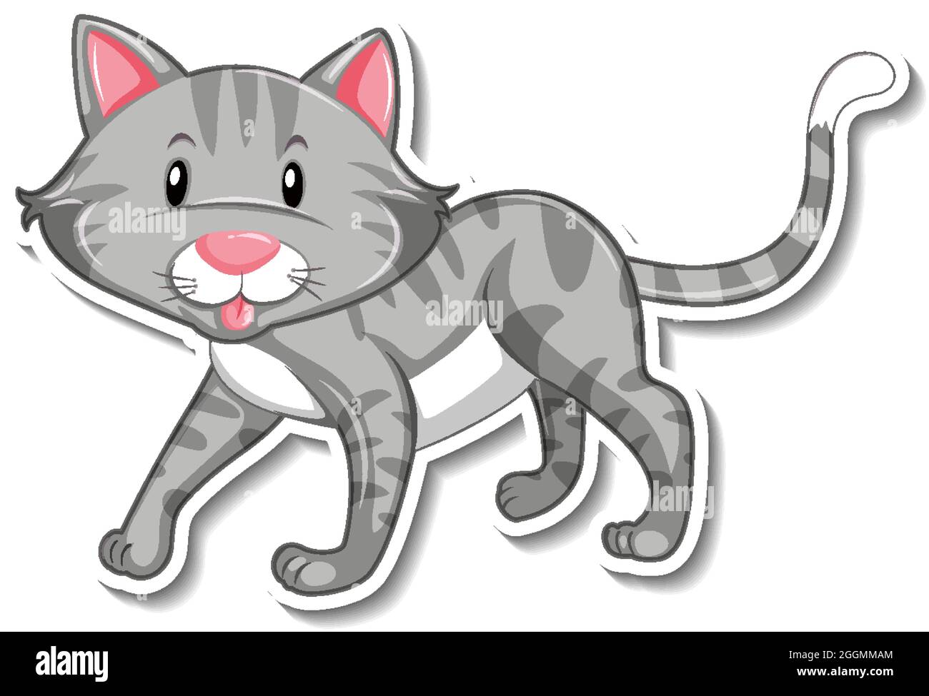 A sticker template of cat cartoon character illustration Stock Vector ...