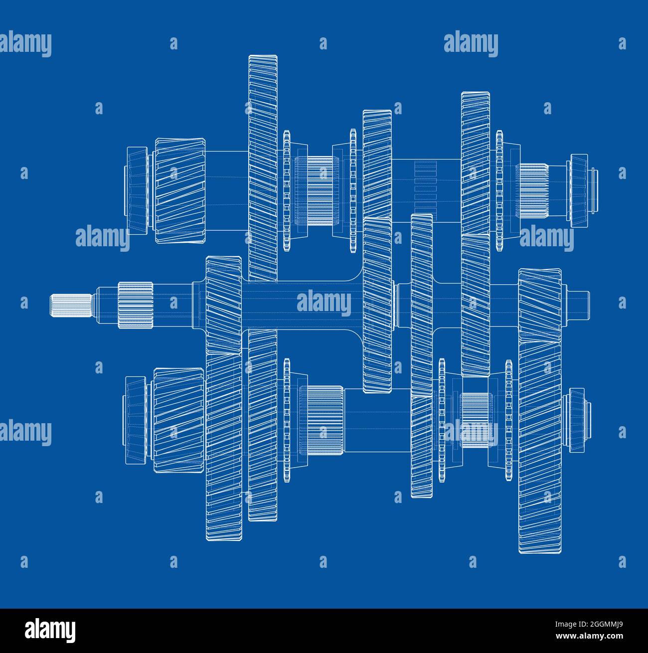 Gearbox sketch. Vector rendering of 3d Stock Vector Image & Art - Alamy