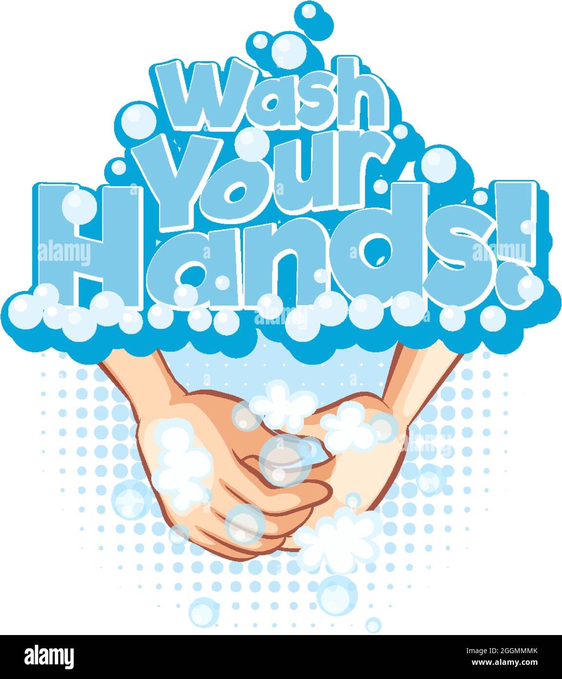 Wash Your Hands font banner with hands washing wtih bubble soap ...
