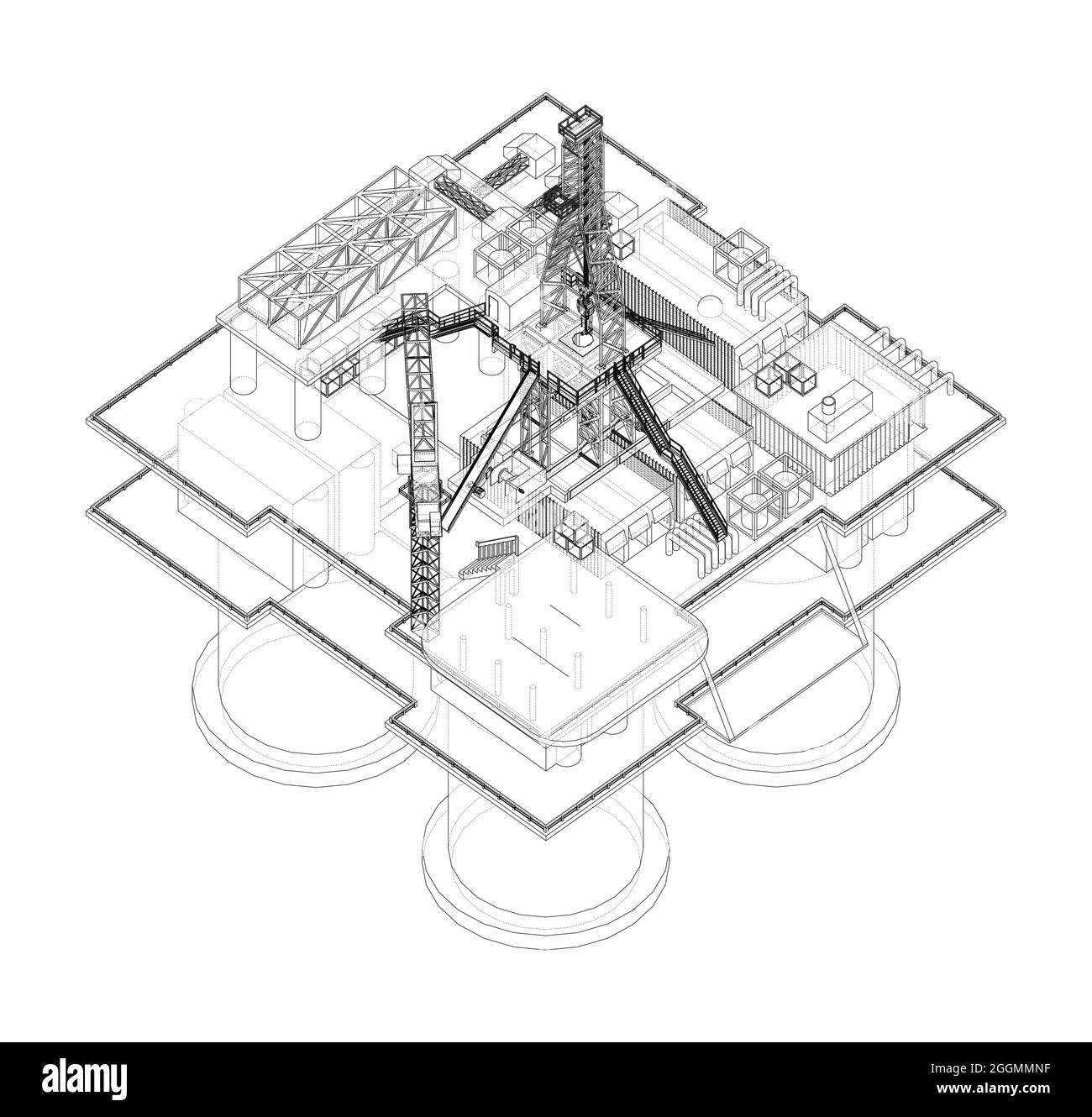 Offshore Oil Rig. Vector rendering of 3d Stock Vector Image & Art - Alamy
