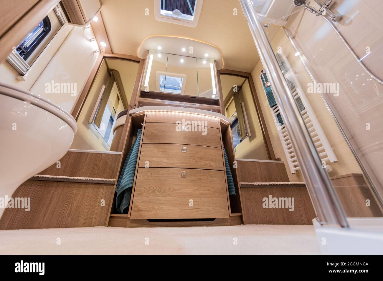 Duesseldorf, Germany. 01st Sep, 2021. A look inside a luxury motorhome ...