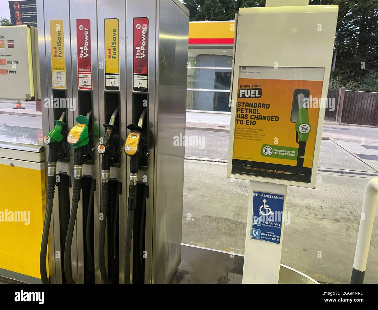 E10 petrol pumps at a Petrol Station in Liverpool. A cleaner form of ...