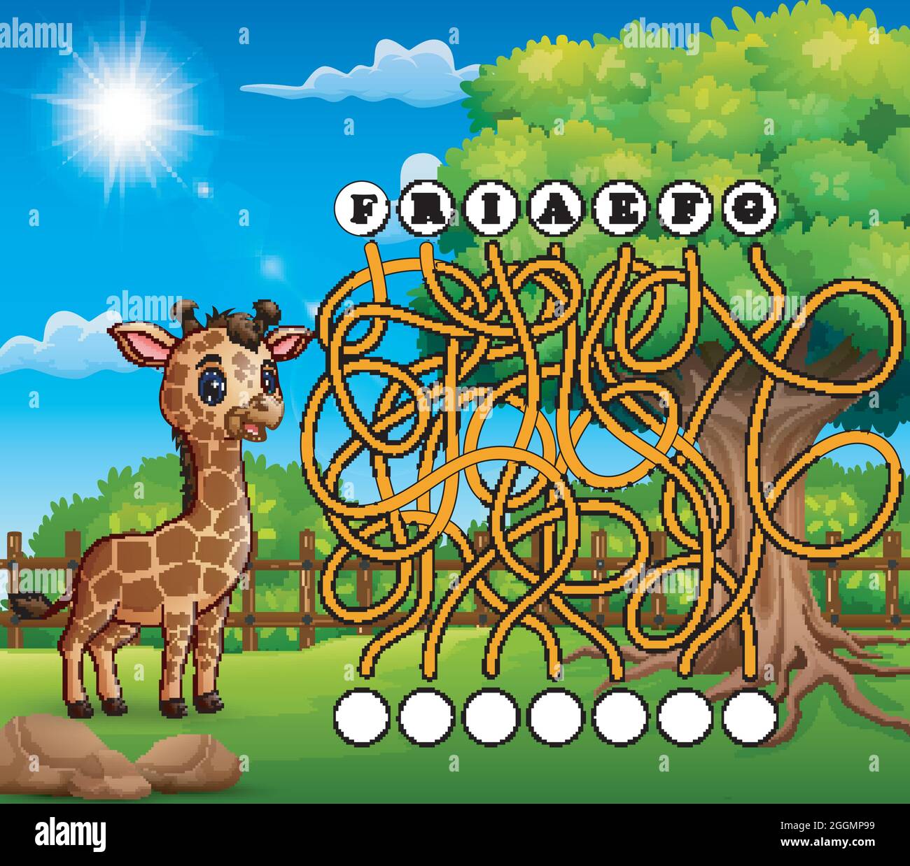 Game giraffe maze find way to the word Stock Vector Image & Art - Alamy