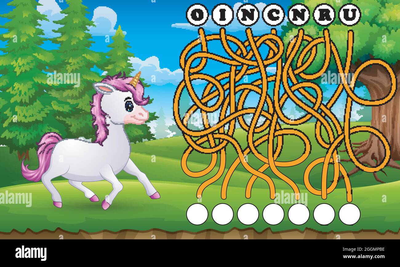 Game unicorn maze find way to the word Stock Vector Image & Art - Alamy