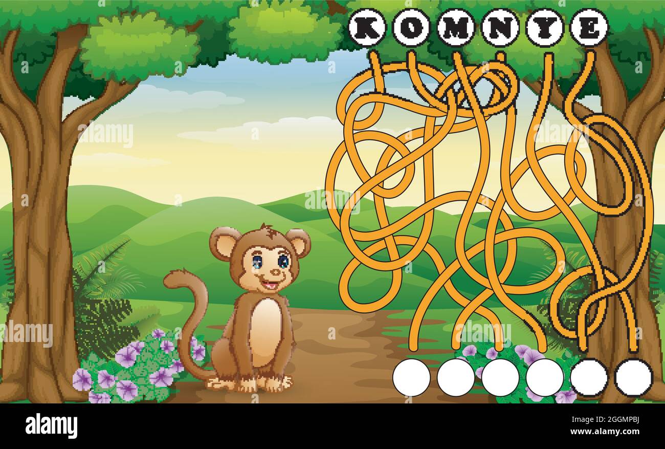 Game monkey maze find way to the word Stock Vector Image & Art - Alamy