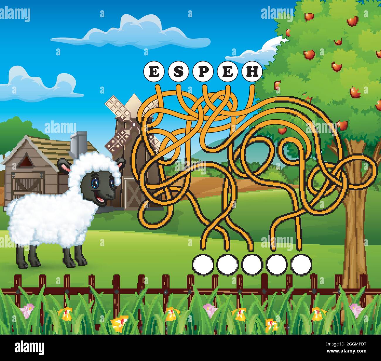 Game sheep maze find way to the word Stock Vector Image & Art - Alamy