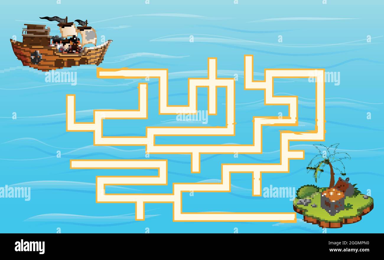 Game pirates maze find their way to the treasure Stock Vector Image ...