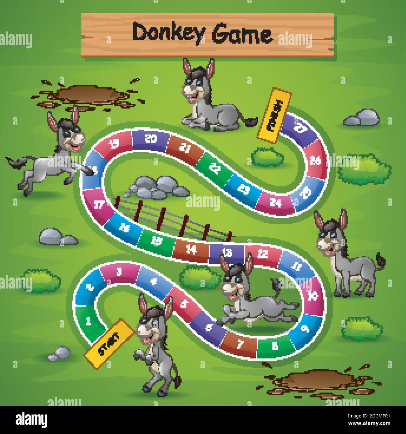 Snakes and ladders game donkeys theme Stock Vector Image & Art - Alamy