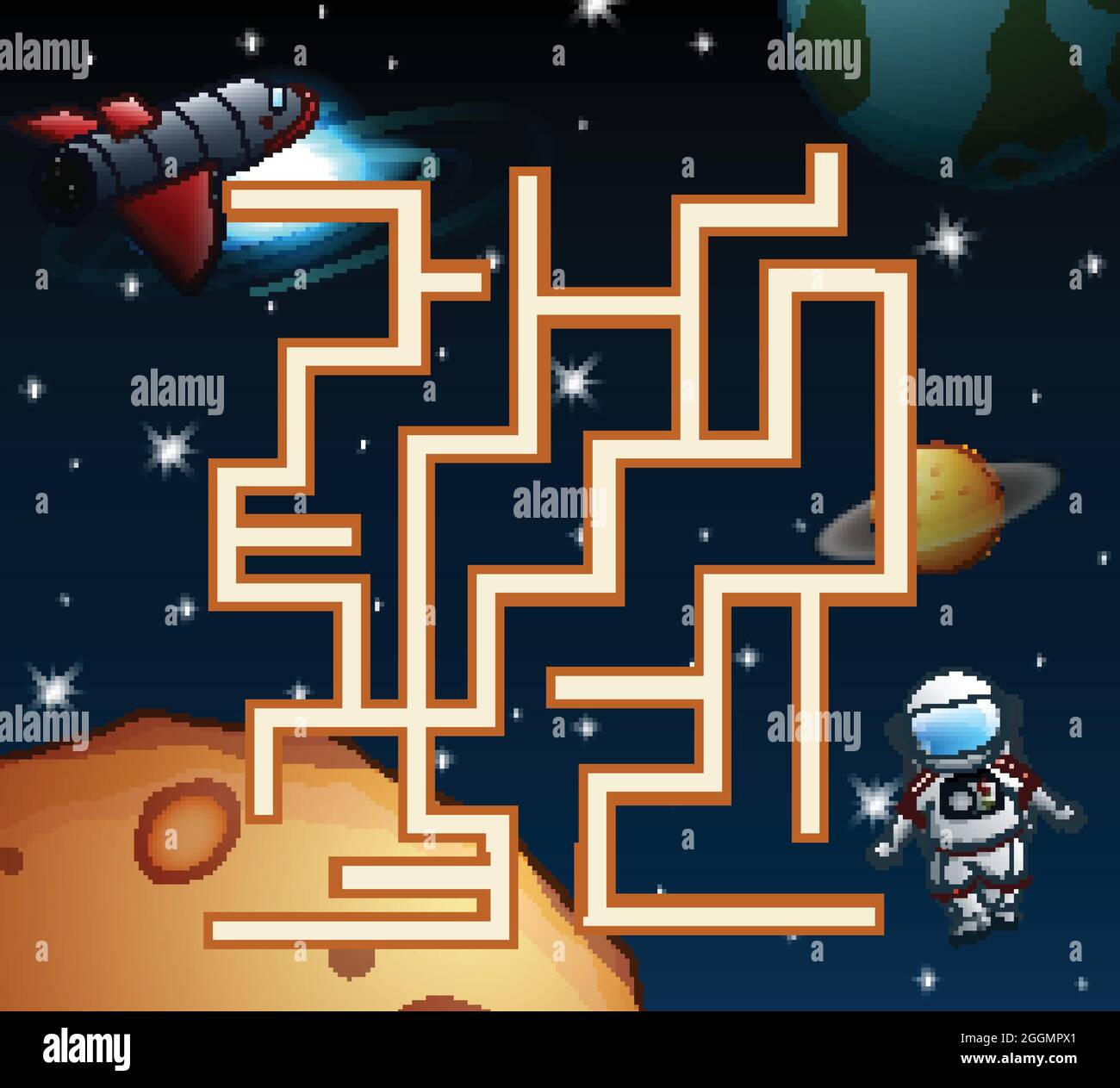 Game astronauts maze find their way to the spacecraft Stock Vector ...