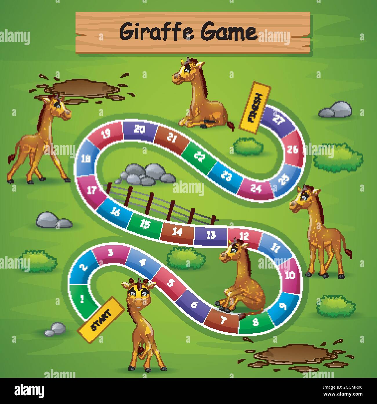 Editable Zoo Giraffes and Ladders Large Game Chutes and Ladders Sight ...