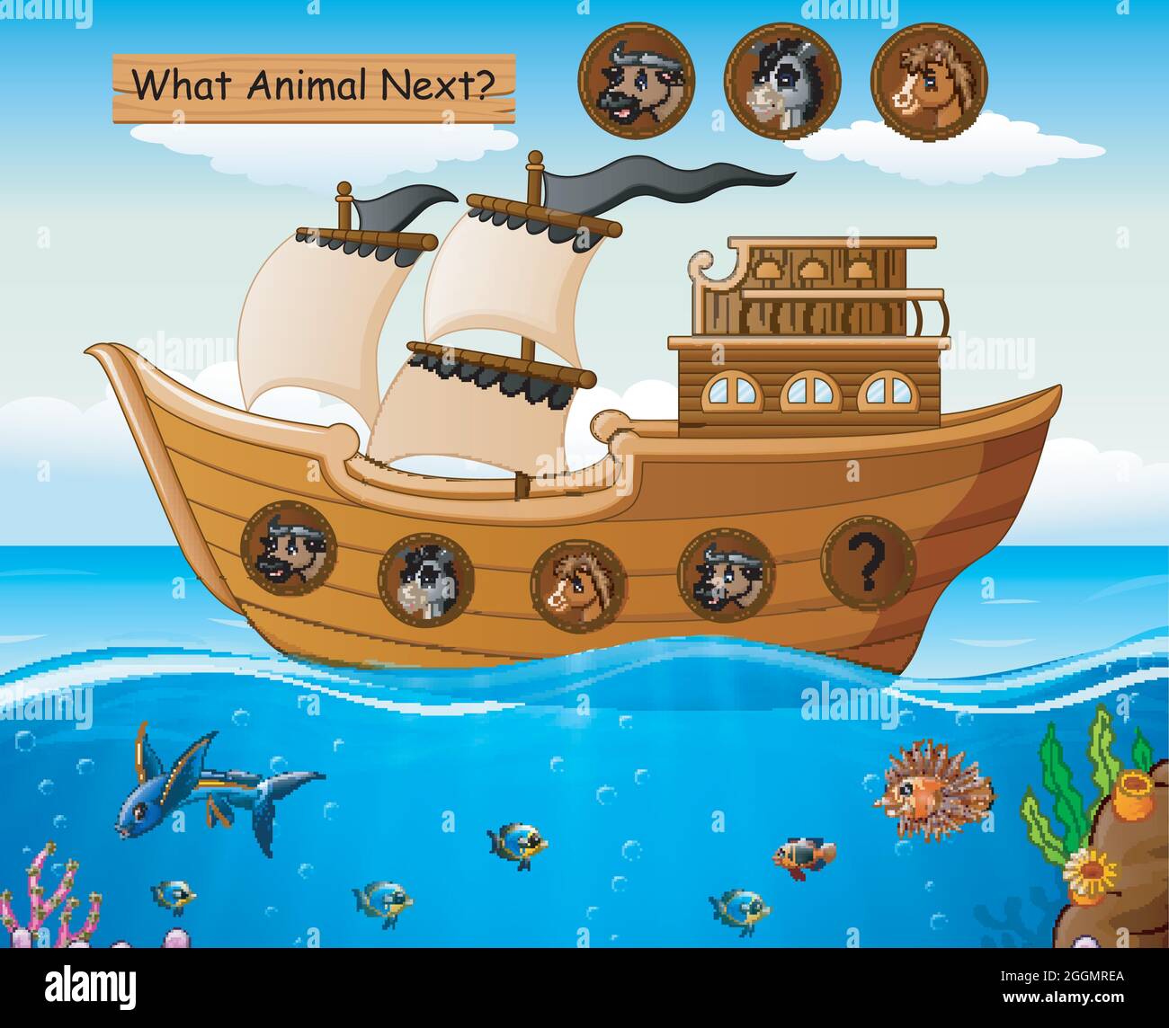 Wood boat sailing with farm animals theme Stock Vector Image & Art - Alamy