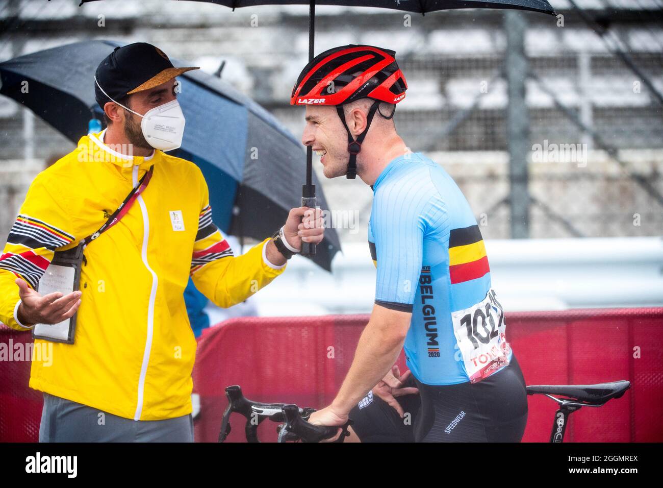 Belgian cyclist Tim Celen celebrates after winning a silver medal at ...