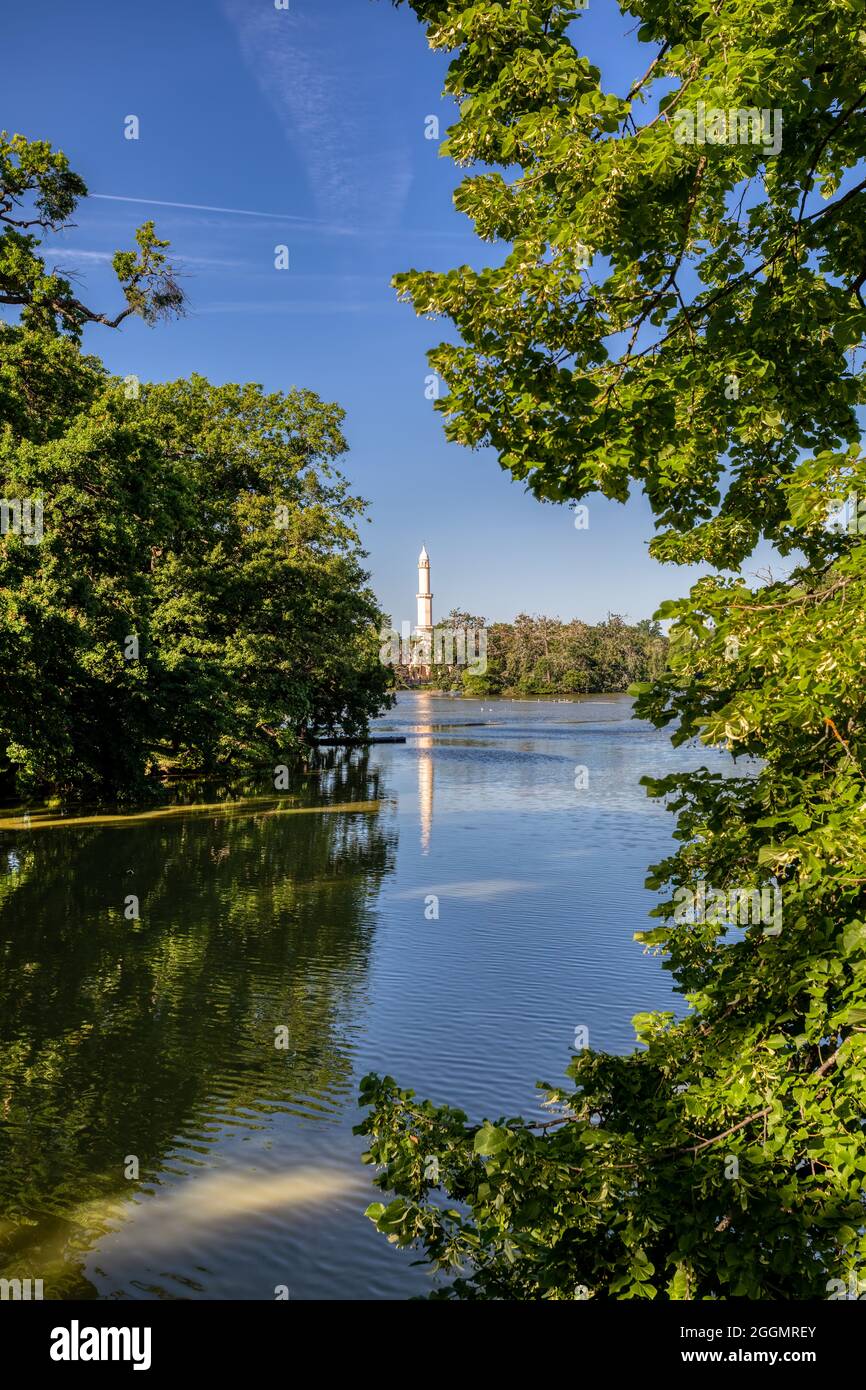 Minaret in Valtice Lednice area, In lednice castle park, Czech Republic ...