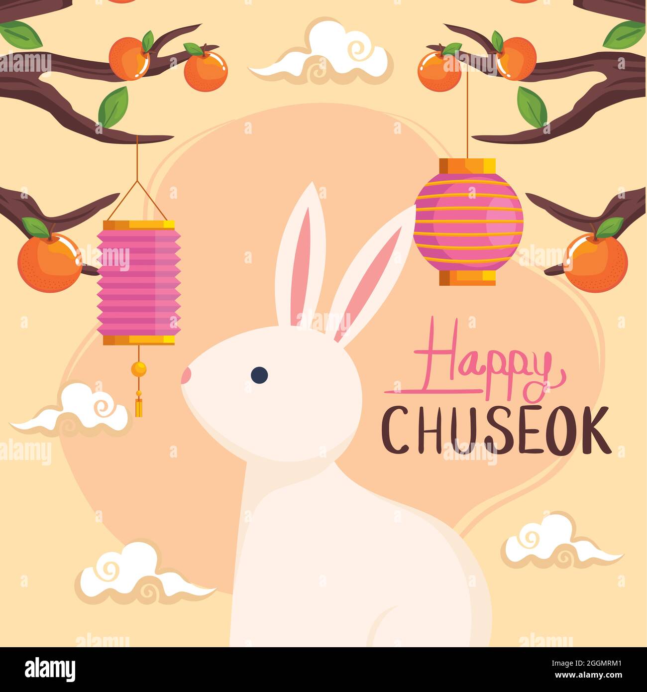 rabbit at happy chuseok Stock Vector Image & Art - Alamy