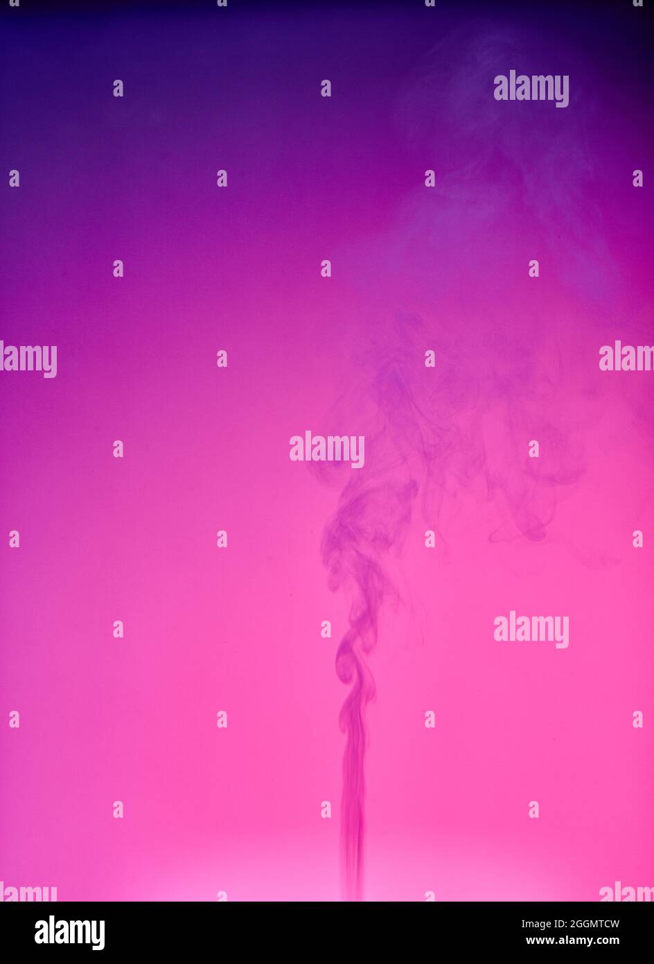 Smoke rising from diffuser with red blue purple neon gradient light ...