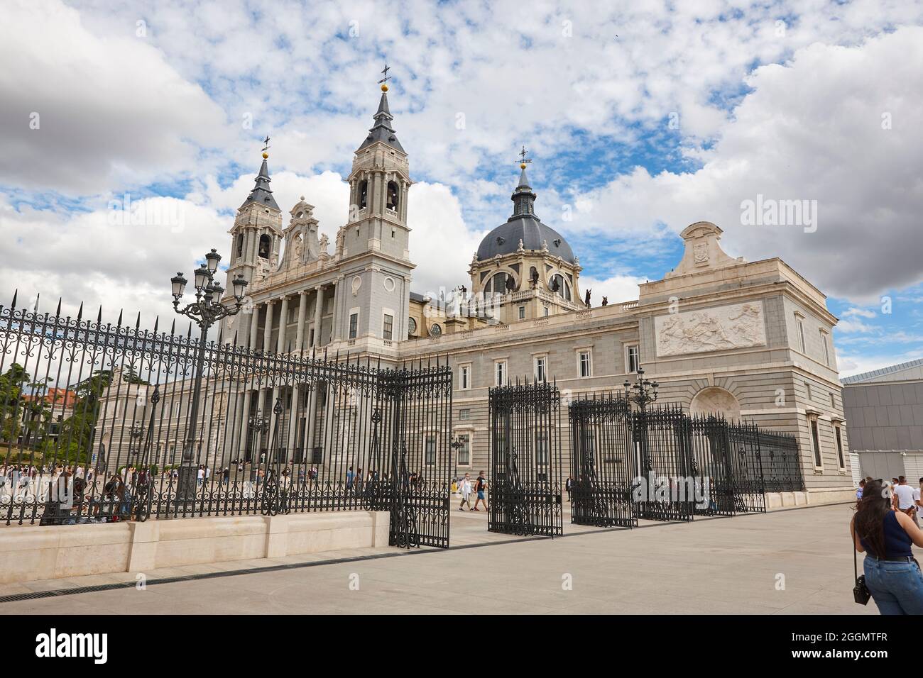 La Almudena cathedral. Madrid downtown cityscape historical cultural ...
