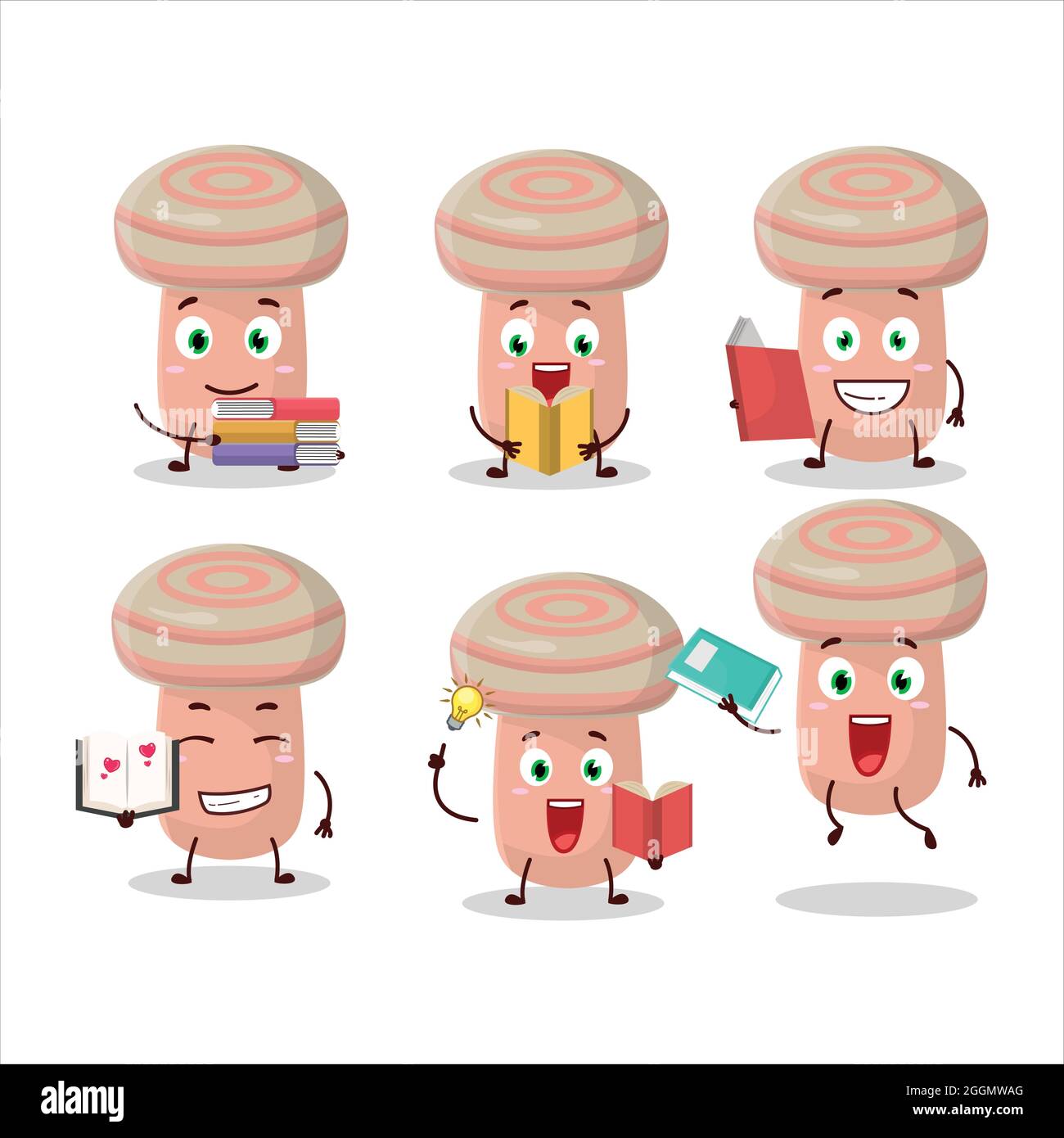 A picture of coral milky cap cartoon character concept reading an ...