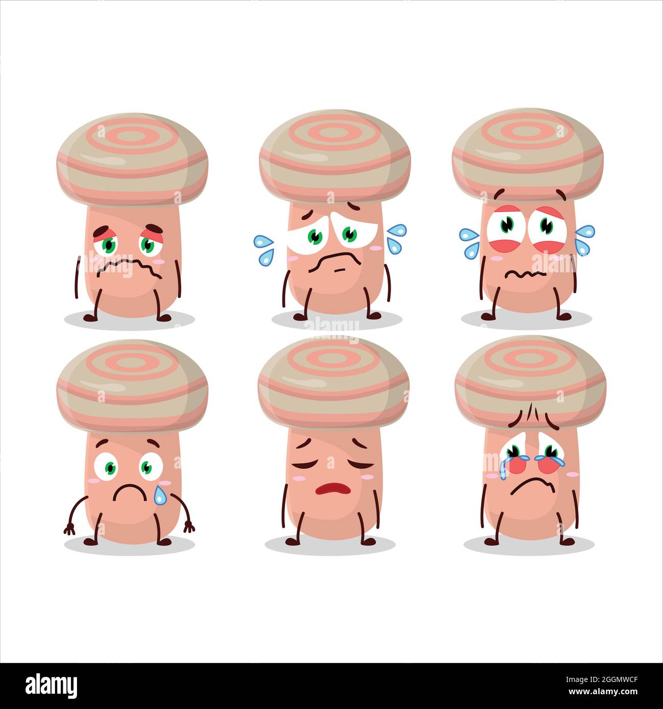 Coral milky cap cartoon character with sad expression. Vector ...