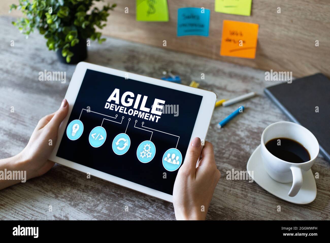 Agile development concept on the device screen Stock Photo - Alamy