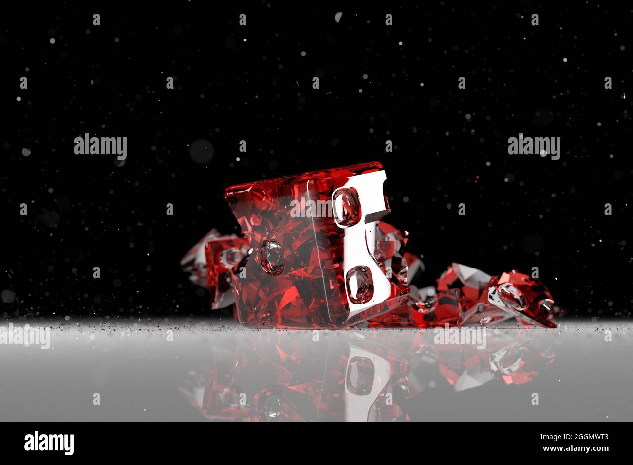 3D rendering of a volumetric shape of a cube dice. The geometry of ...