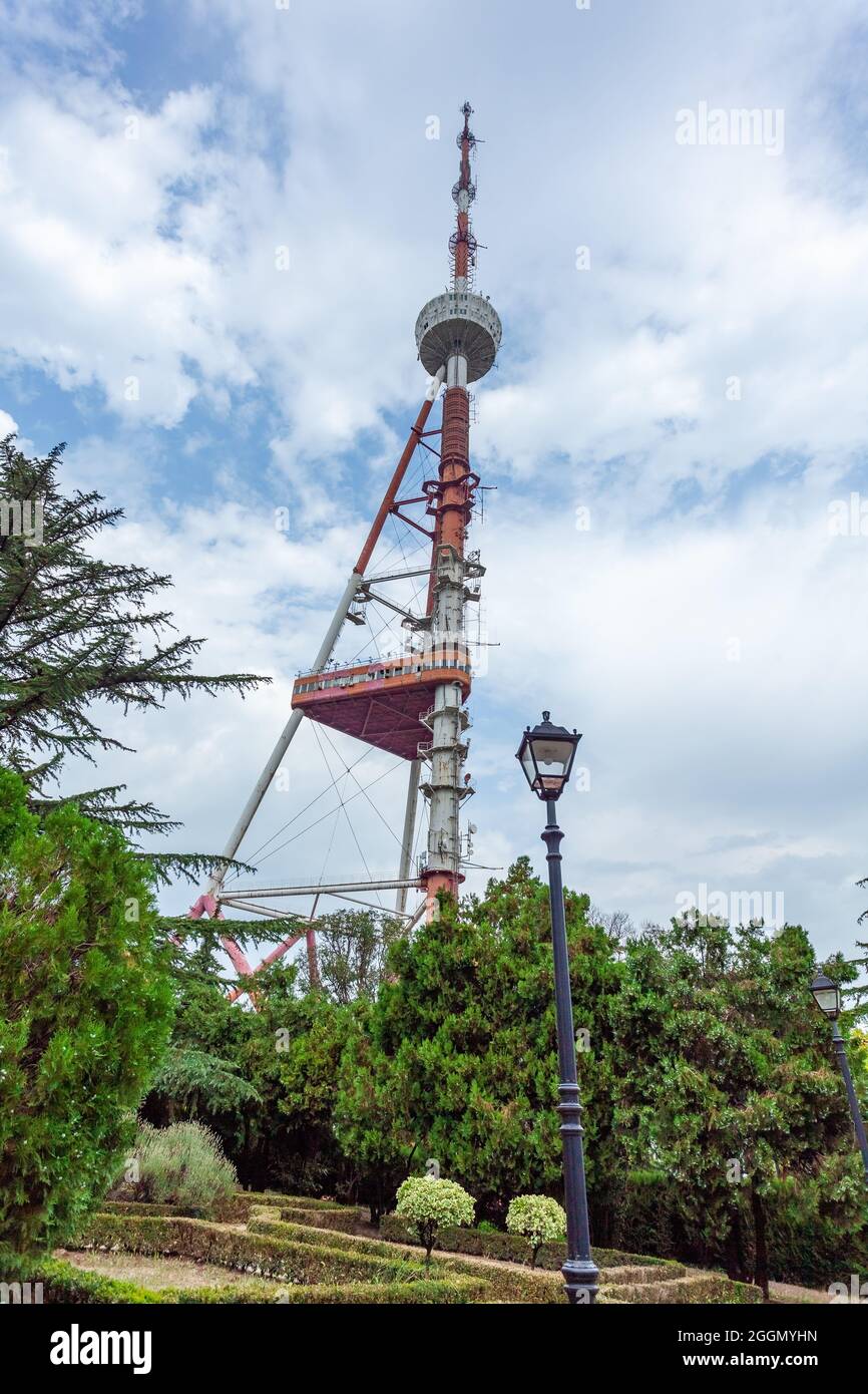 Tbilisi TV Broadcasting Tower on mount mtatsminda, Georgia Stock Photo - Alamy