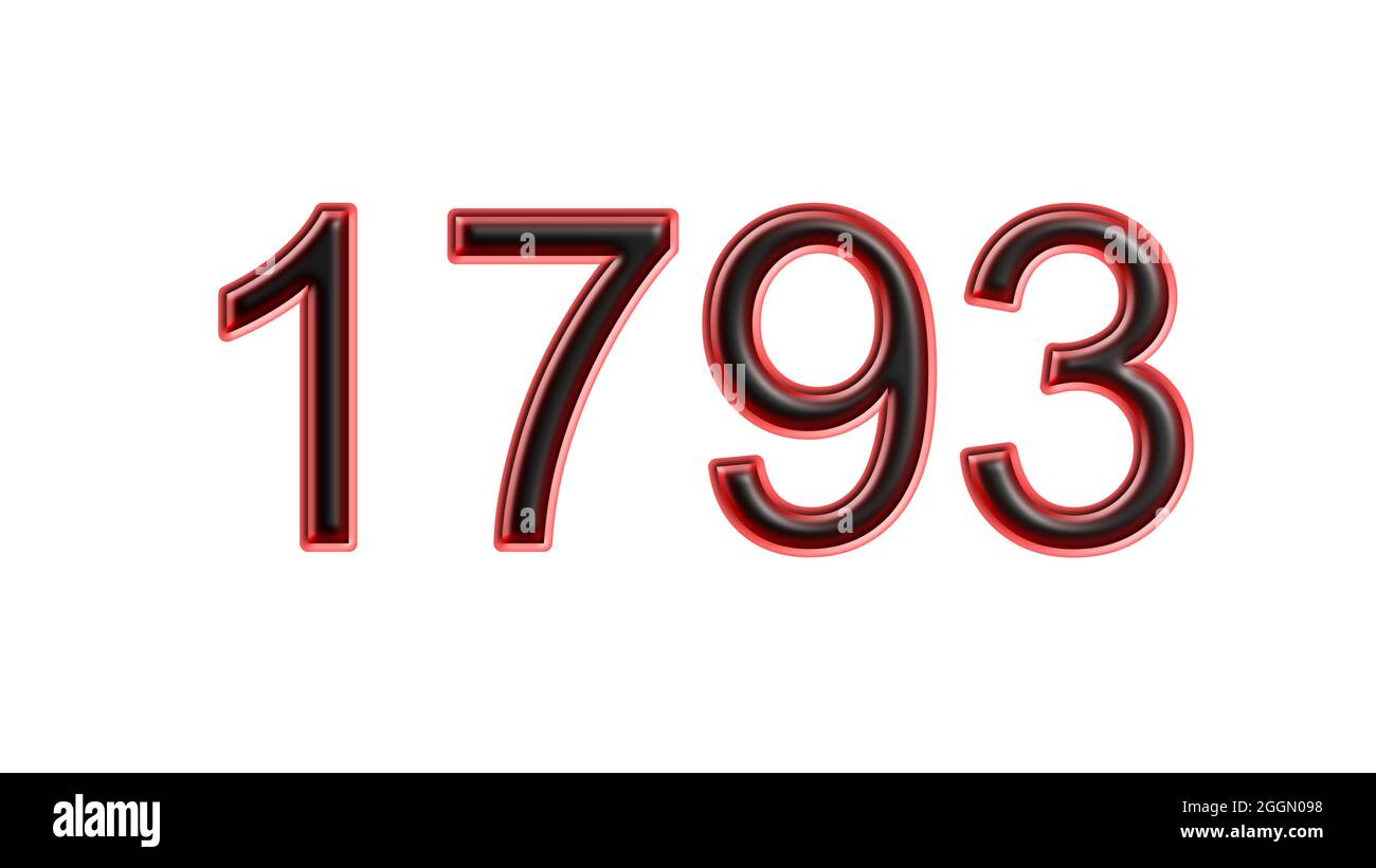 red 1793 number 3d effect white background Stock Photo - Alamy
