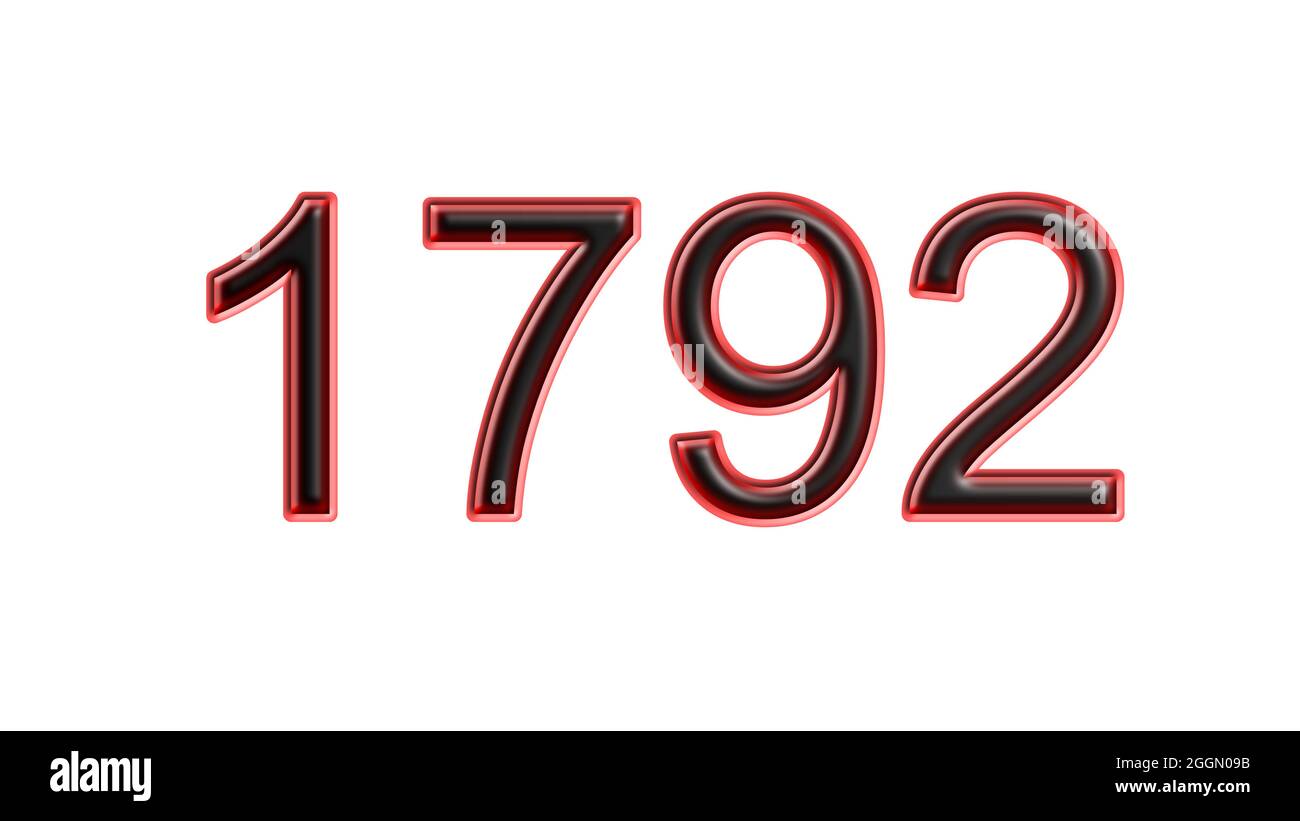 red 1792 number 3d effect white background Stock Photo - Alamy